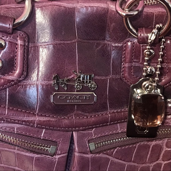 Coach | Bags | Coach Crocodile Purse Purple Leather Handbag | Poshmark
